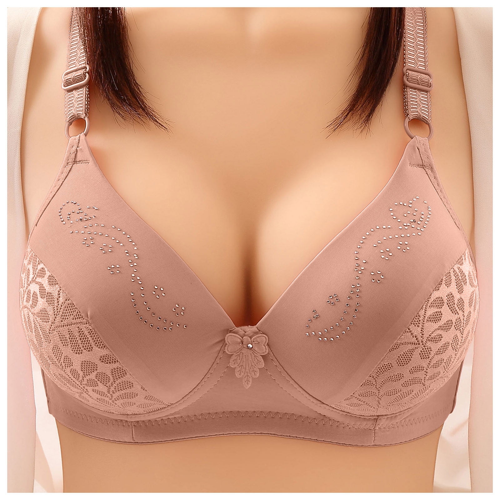 Ierhent Sport Bra for Women Women's Perfectly Smooth Coverage Wireless Bra for Full Figures Pink ...