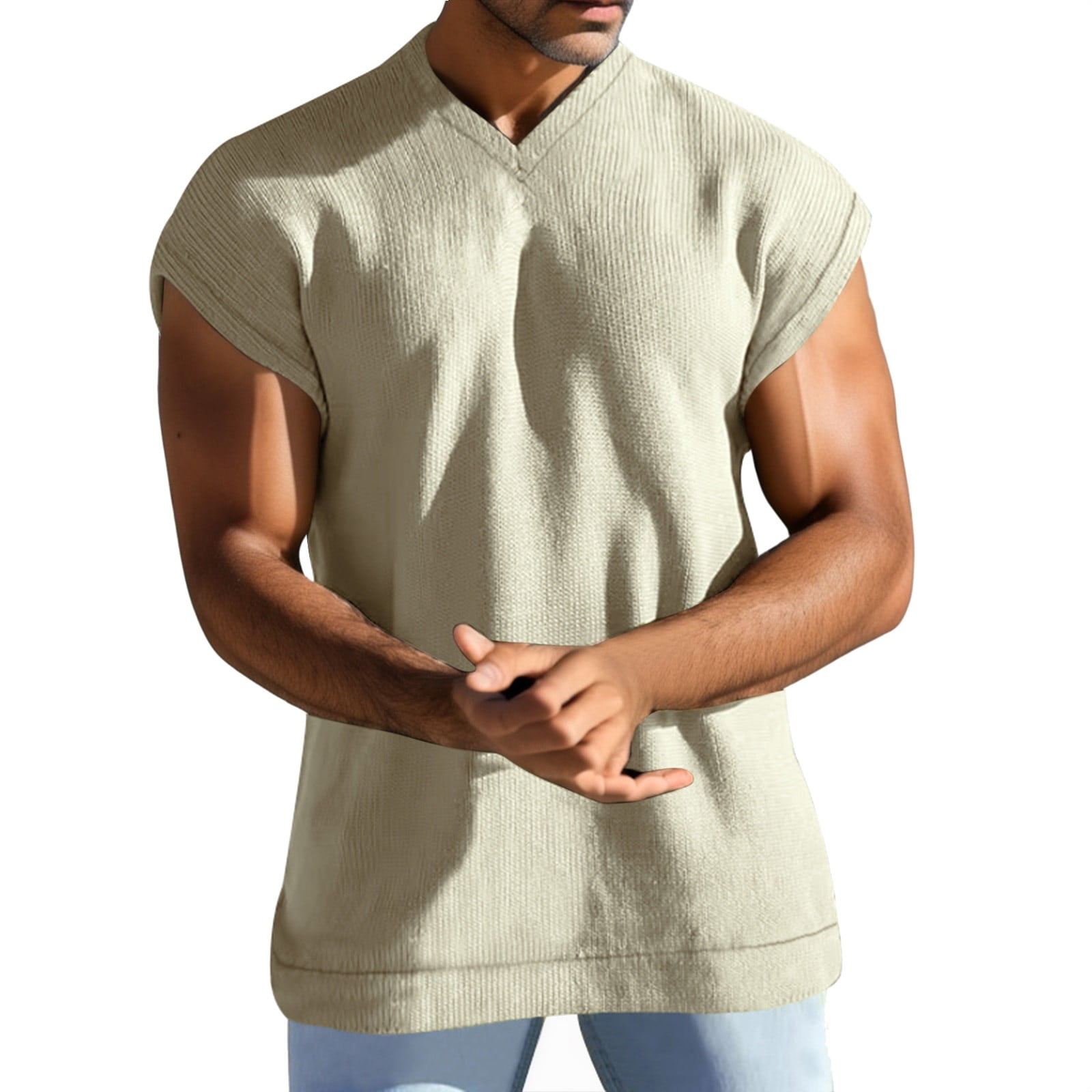Ierhent Undershirt Mens Pro Cotton Pro Stretch Tank Tops A Shirts Khaki ...