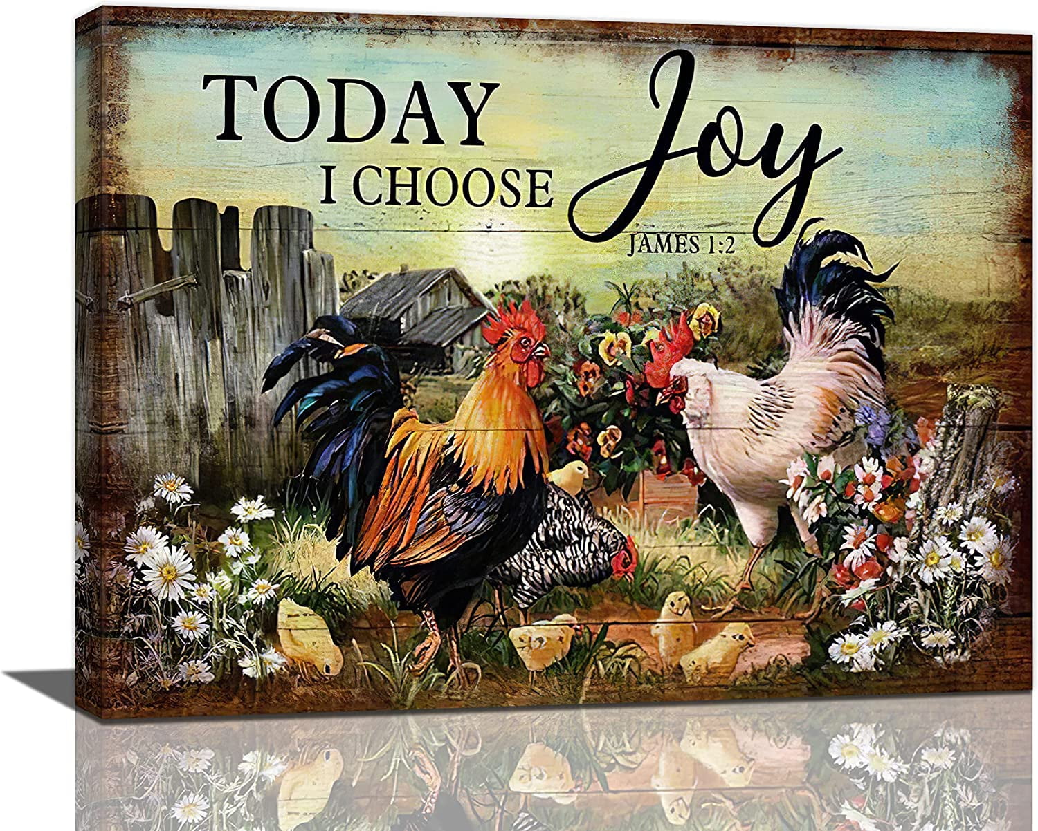 Ieskayiz Farmhouse Rooster Wall Decor 12" x 16" Framed Canvas Art ...