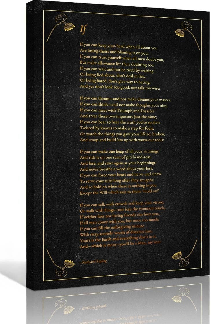 If By Rudyard Kipling Poem Wall Art Poetry Poster Inspirational Quote ...