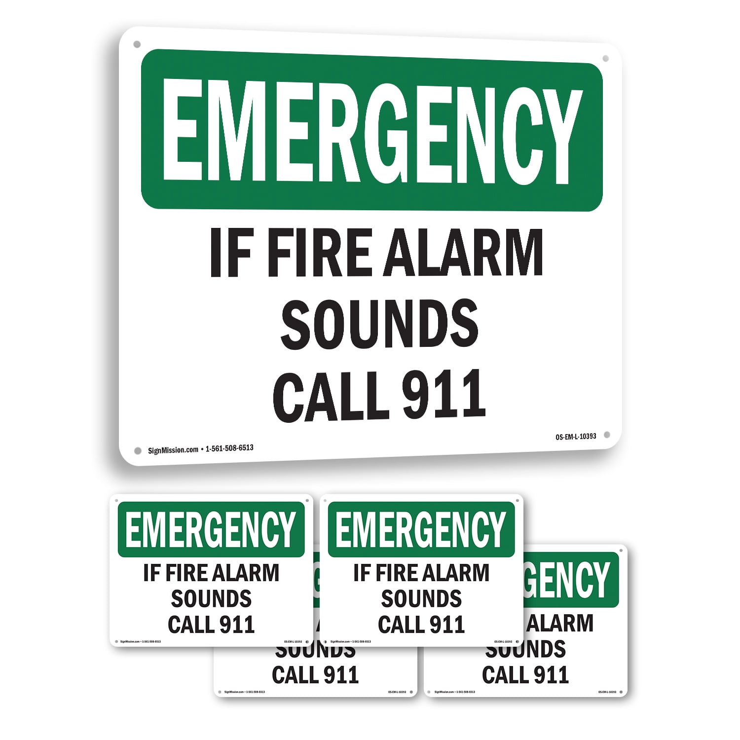 If Fire Alarm Sounds Call 911 OSHA Emergency Aluminum Sign 18 Inch x 12 ...