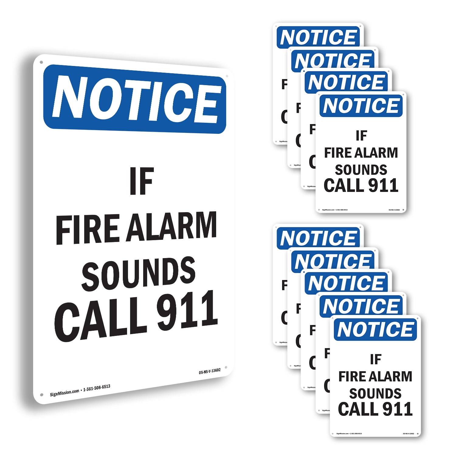 If Fire Alarm Sounds Call 911 OSHA Notice Aluminum Sign 18 Inch x 12 ...