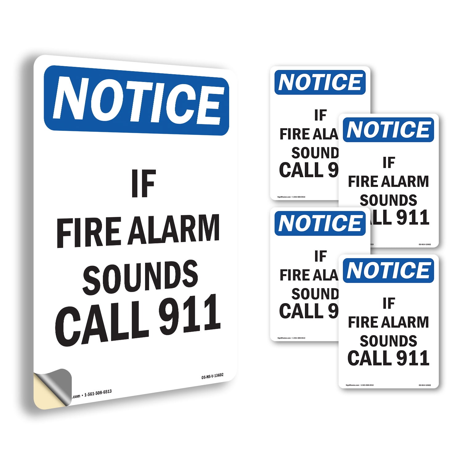 If Fire Alarm Sounds Call 911 OSHA Notice Vinyl Decal Label 7 Inch x 5 ...