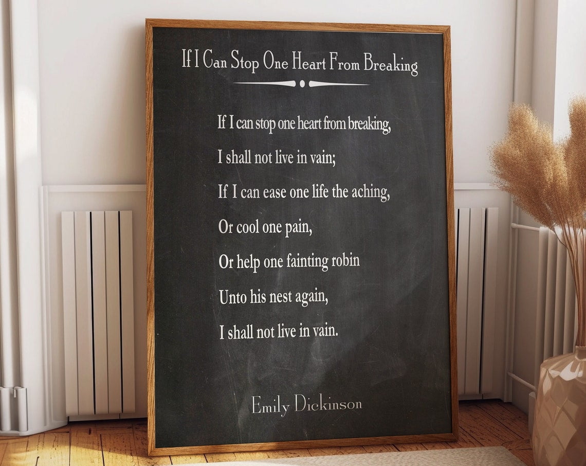 If I Can Stop Poem By Emily Dickinson Wall Art, Modern Wall Decor ...