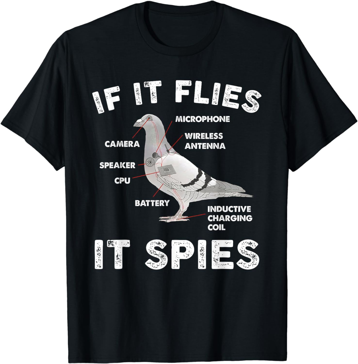 If It Flies It Spies Pigeon Anatomy Bird Aren't Real T-Shirt - Walmart.com