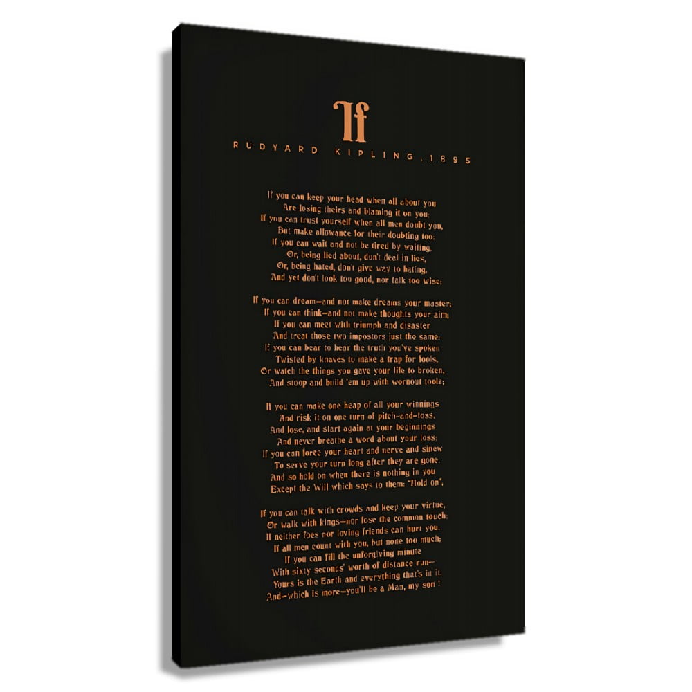 If Poem Canvas Wall Art, Black Poetry Poster, Vertical Print for Living ...