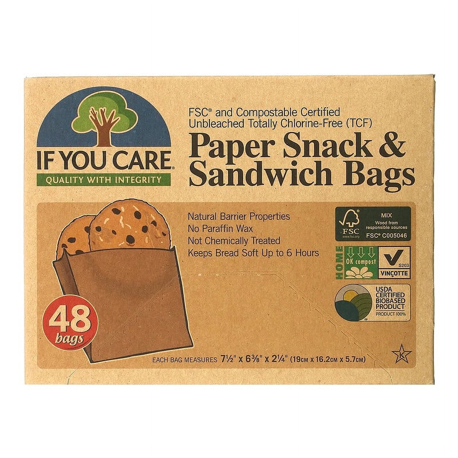 If You Care, Paper Snack & Sandwich Bags, 48 Bags Pack of 4 - Walmart ...