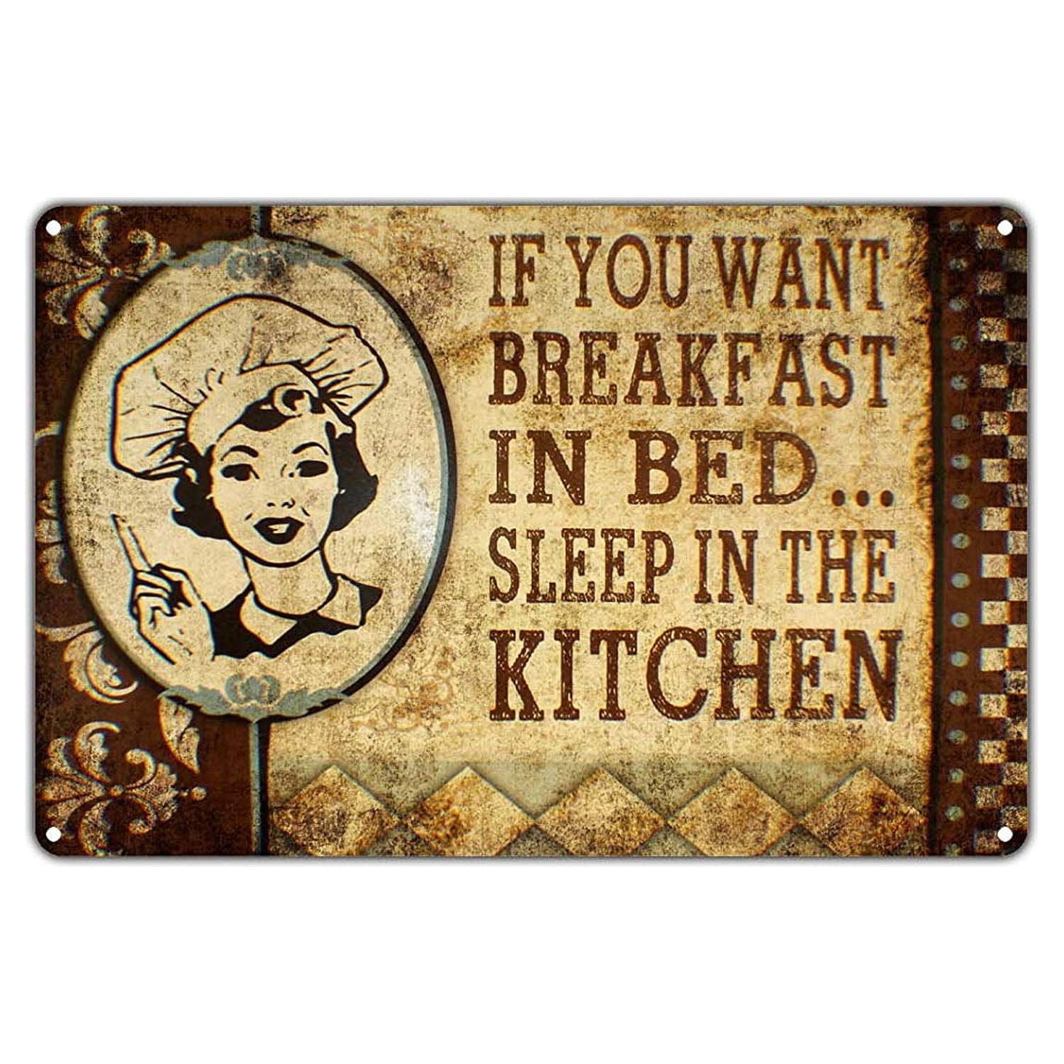 If You Want Breakfast in Bed Sleep in the Kitchen Vintage Retro Metal ...