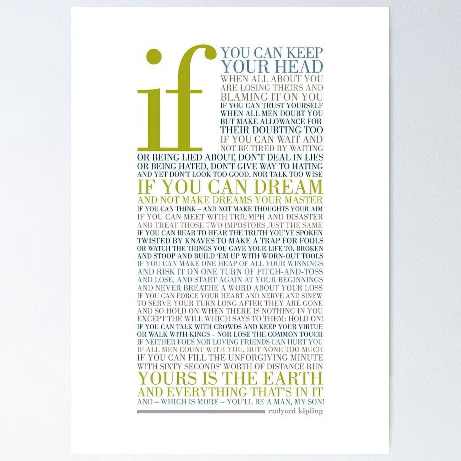 If by Rudyard Kipling (Multi-coloured) UNFRAMED Poster, 12x18 - Walmart.com