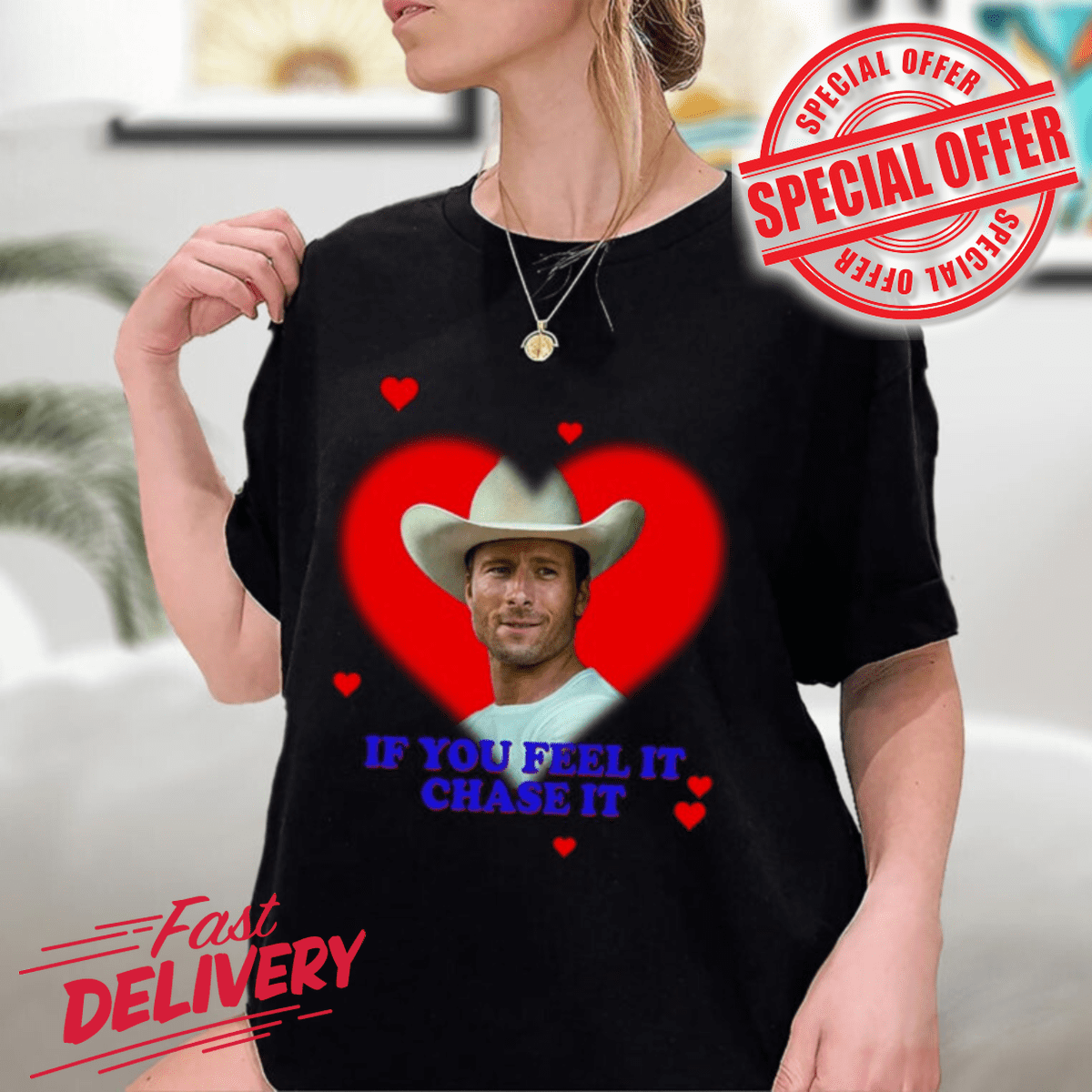 If you feel it chase it Glen Powell as Tyler Owens Twisterz T- Shirt ...