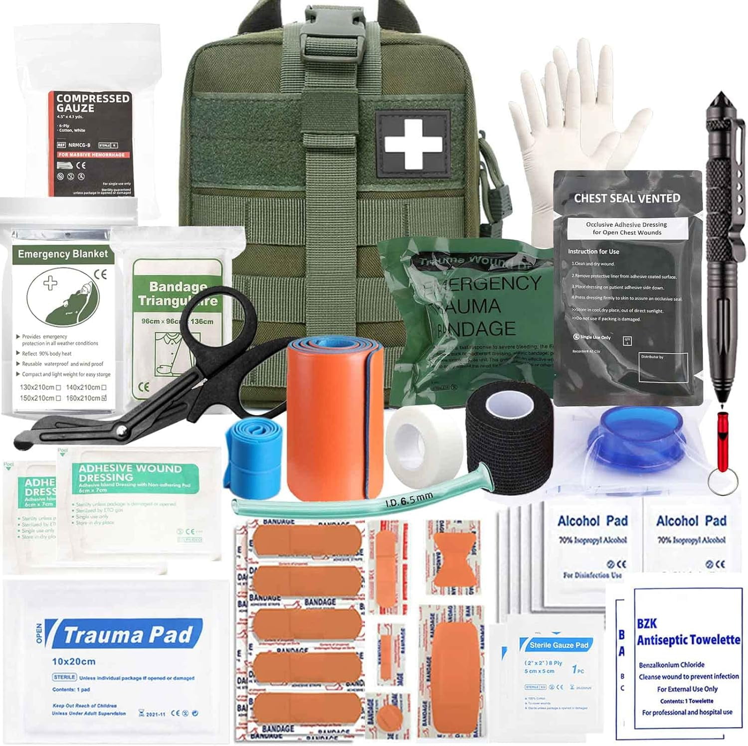 Ifak Trauma Kit, 74 Piece Upgrade Tactical First Aid Supplies, Molle ...