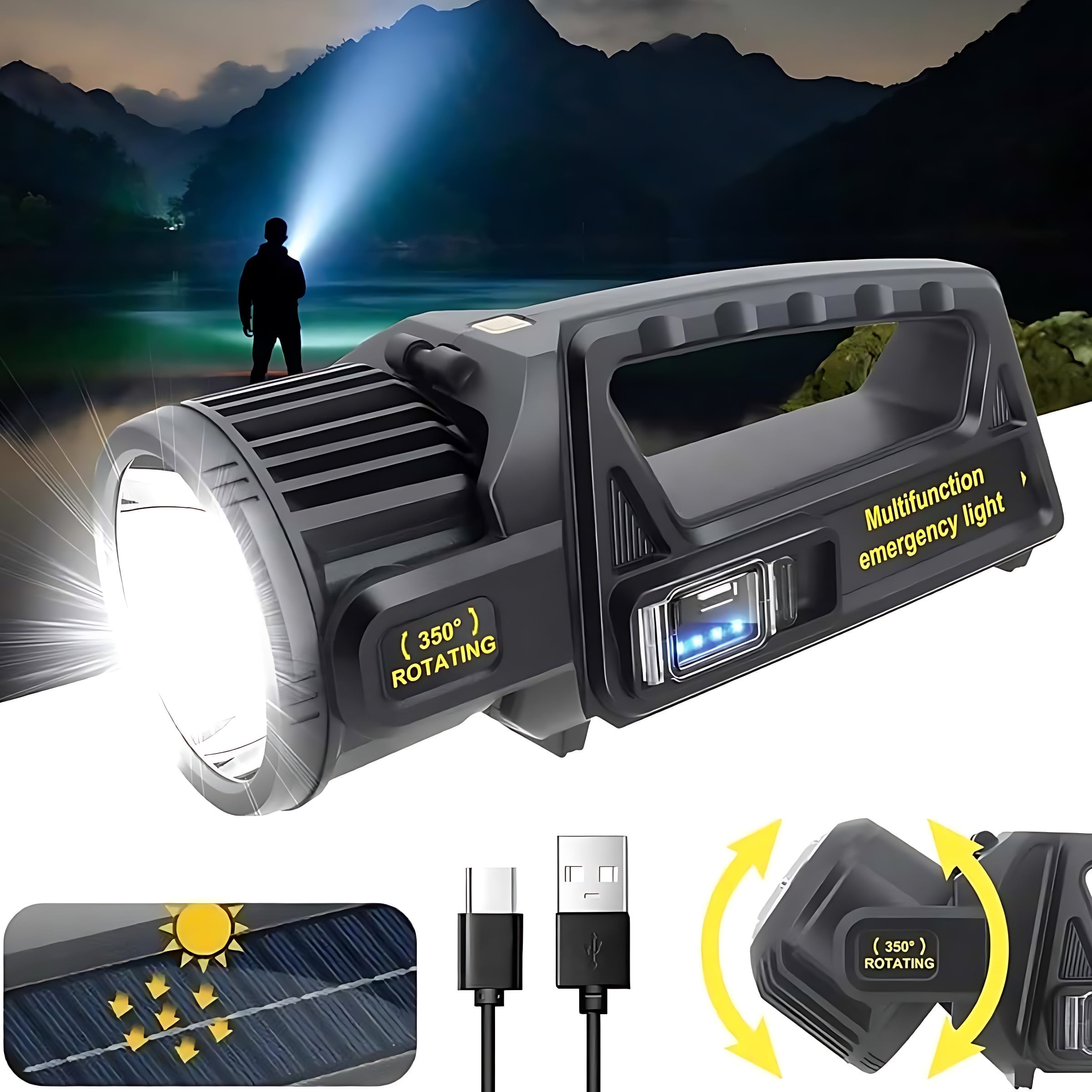 iFCOW Rechargeable Spotlight Flashlight,9 Modes Spot Lights Hand held ...