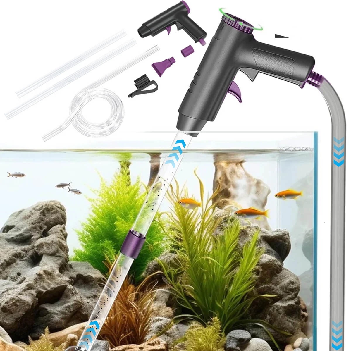 Ifcow Aquarium Gravel Cleaner, Upgrade Suction Power Manual Fish Tank ...