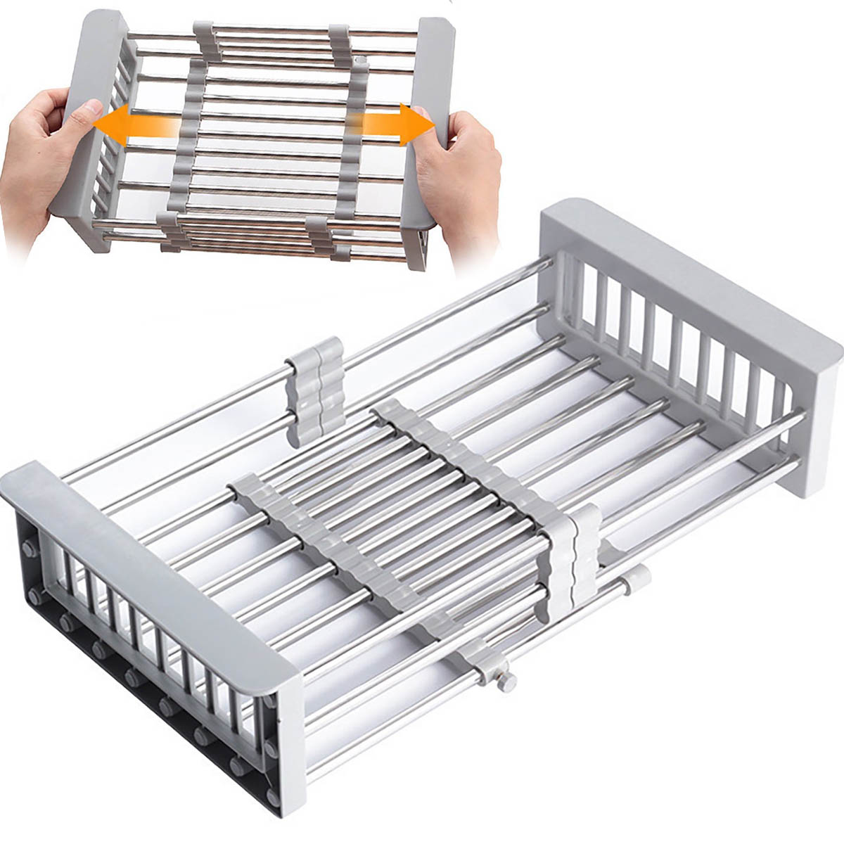 Ifcow Stainless Steel Adjustable Over Sink Dish Drying Drainage Rack ...
