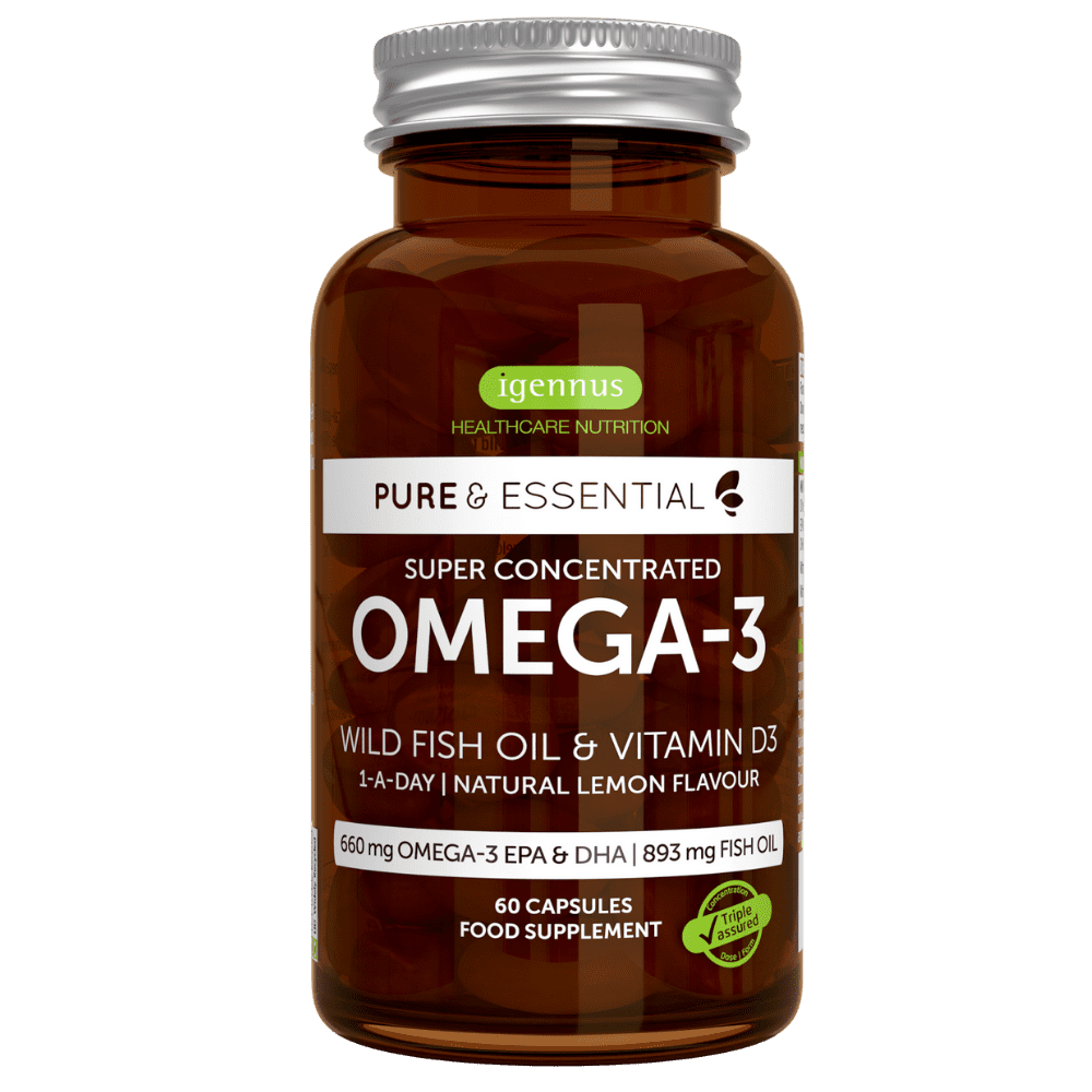 Igennus Omega-3 Wild Fish Oil & Vitamin D3, High Strength Omega-3 EPA & DHA, Lemon, 60 Softgels ...