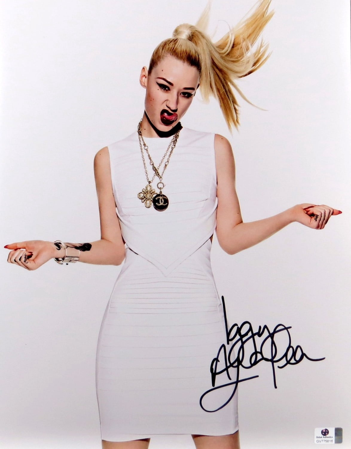 Iggy Azalea Signed Autographed 11X14 Photo Sexy Tongue White Dress JSA ...