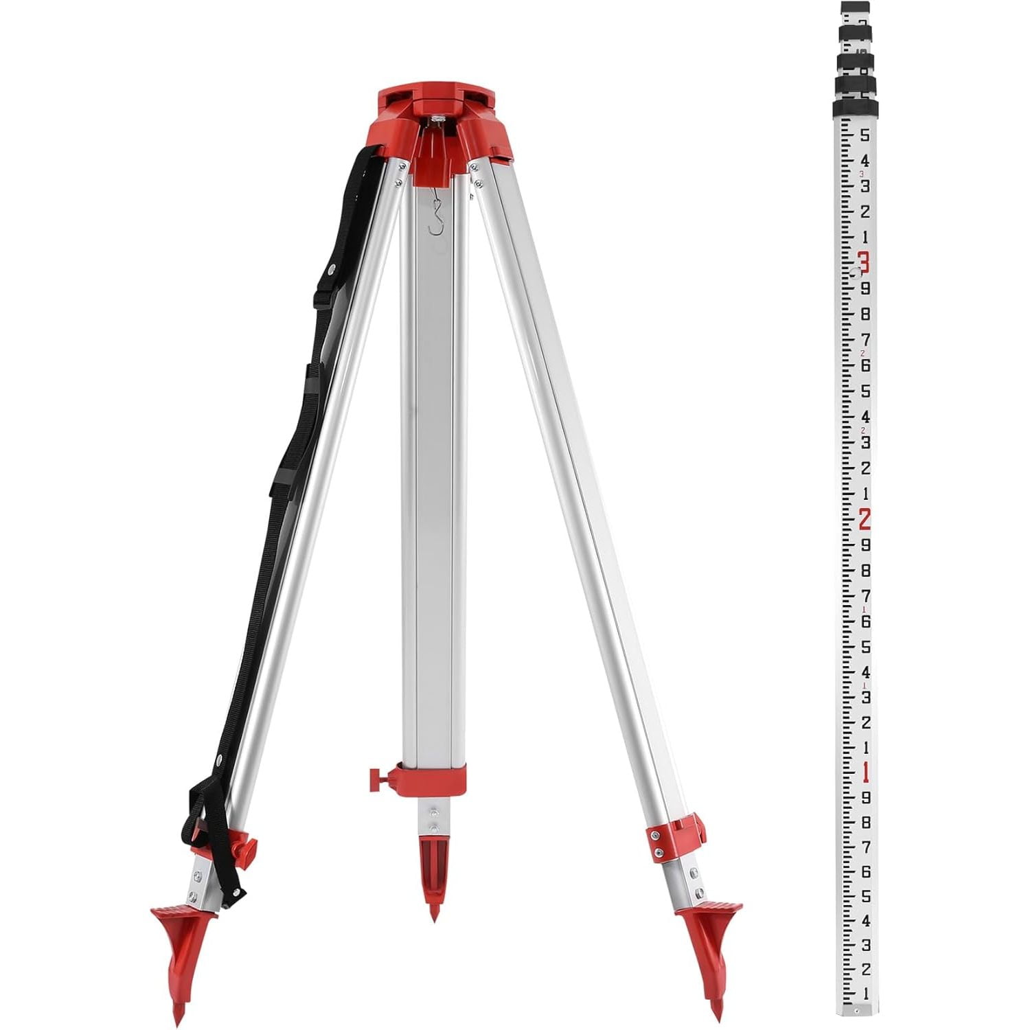 Iglobalbuy Surveying Tripod 65" Extended Height + Aluminum Grade Rod 16 ...
