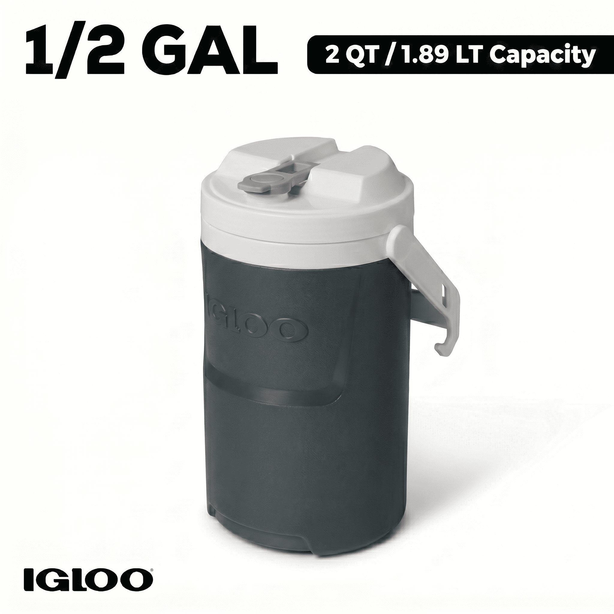 Igloo Insulated 1/2 Gallon Plastic Beverage Jug with Hooks, Gray ...