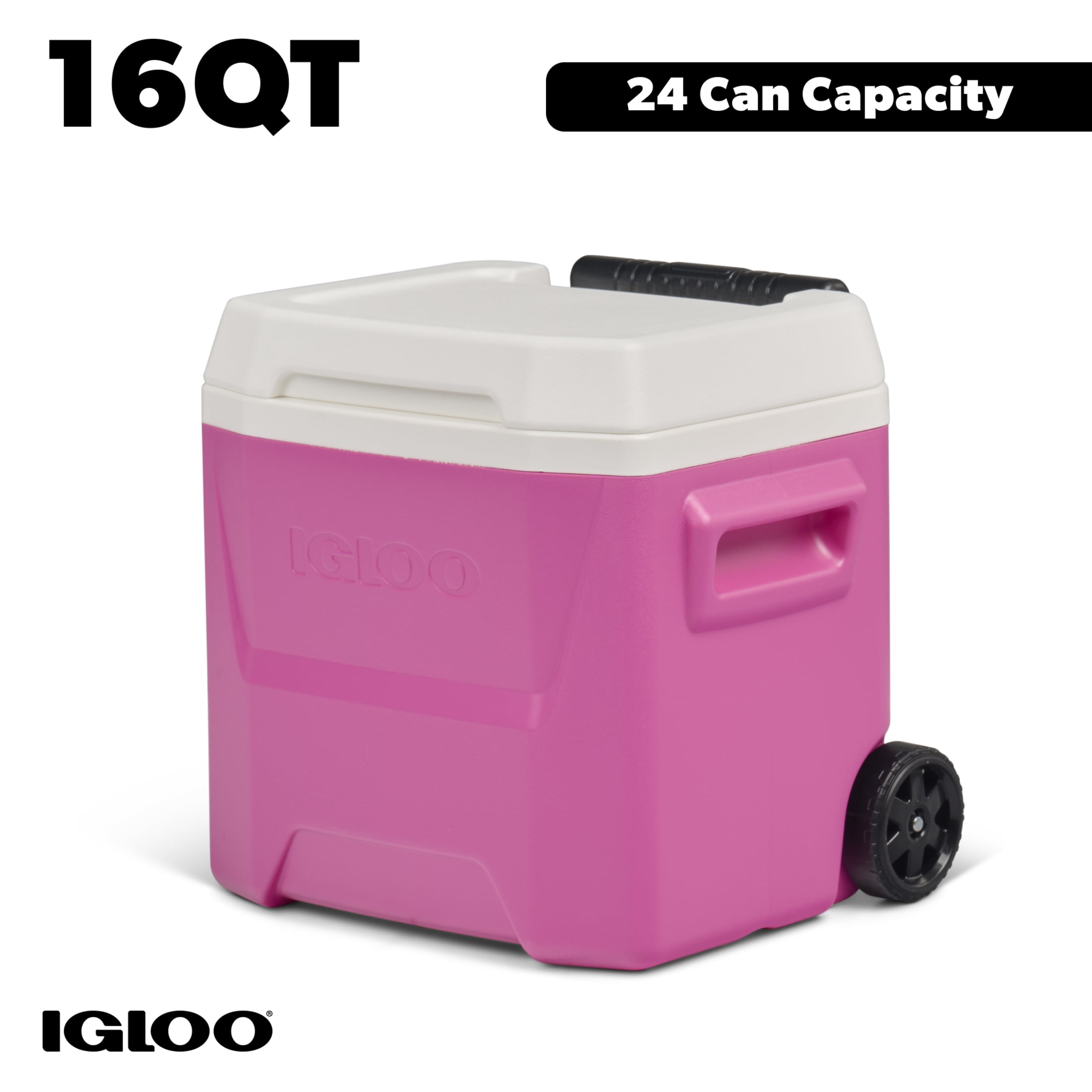 Igloo 16 QT Laguna Hard Side Ice Chest Cooler with Wheels, Pink ...