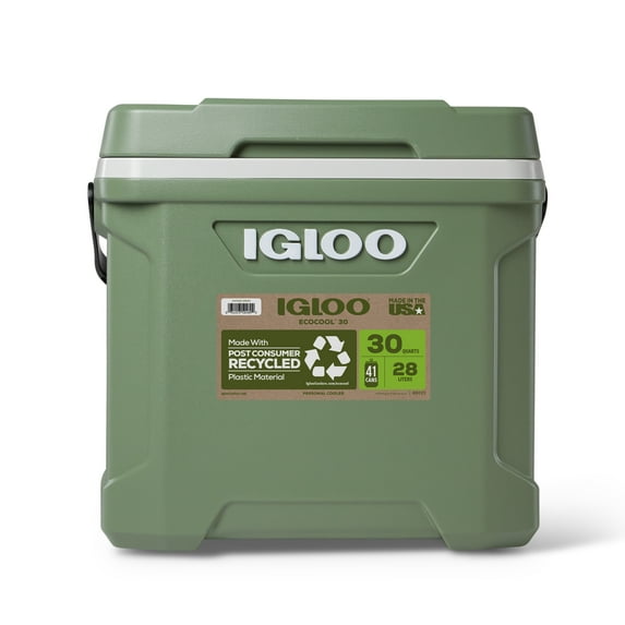 Igloo 30 Qt. ECOCOOL, Hard Sided Cooler, Green, 18" x 11.84" x 17.25" - Walmart.com