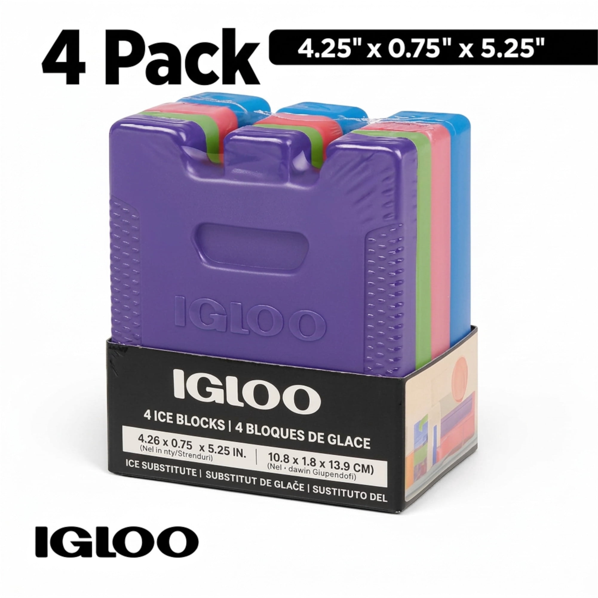 Igloo 4-Pack MaxCold Small Ice Freeze Block, Multi Color, Made for ...