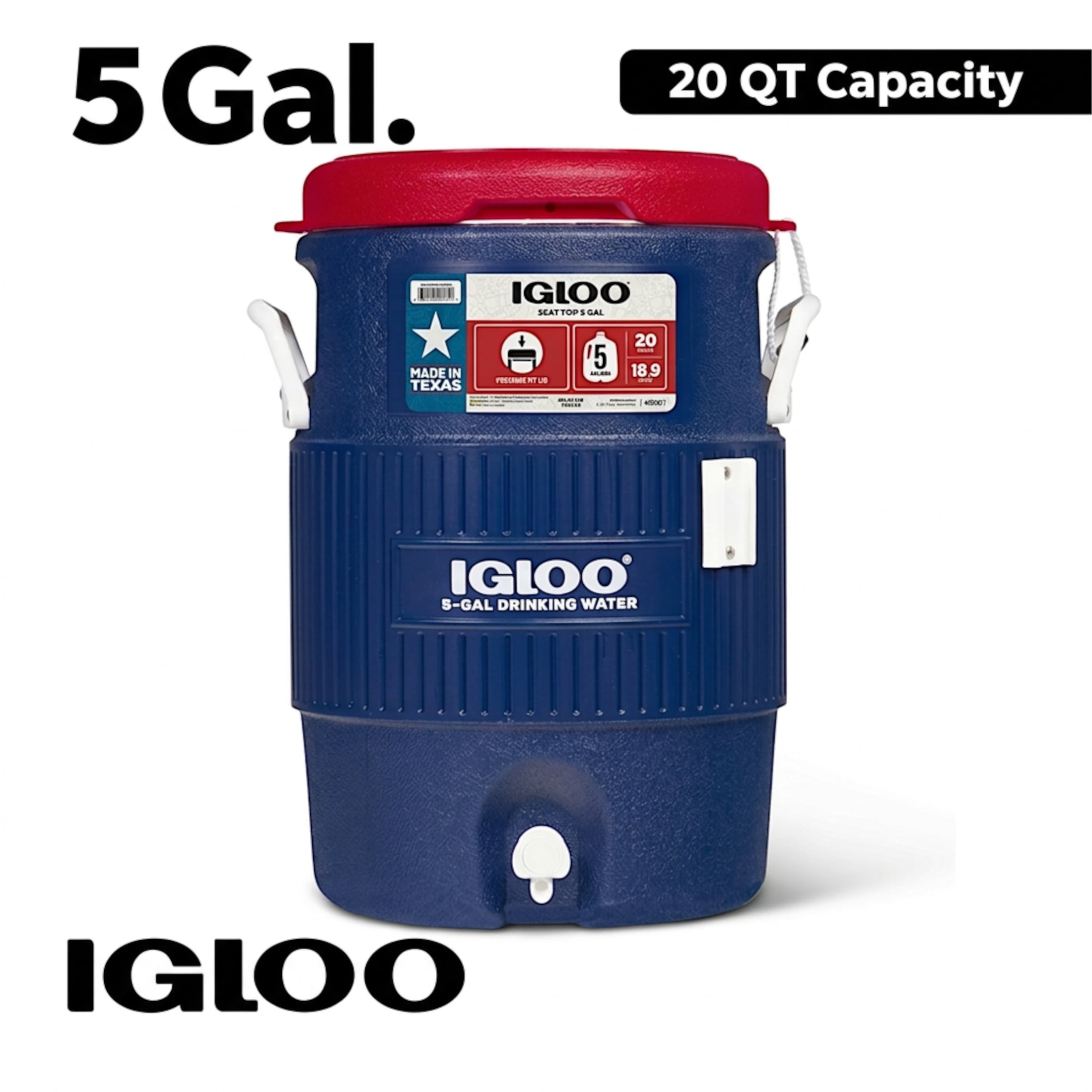 Igloo 5 Gallon Heavy-Duty Polyethylene Beverage Cooler Jug, Texas ...