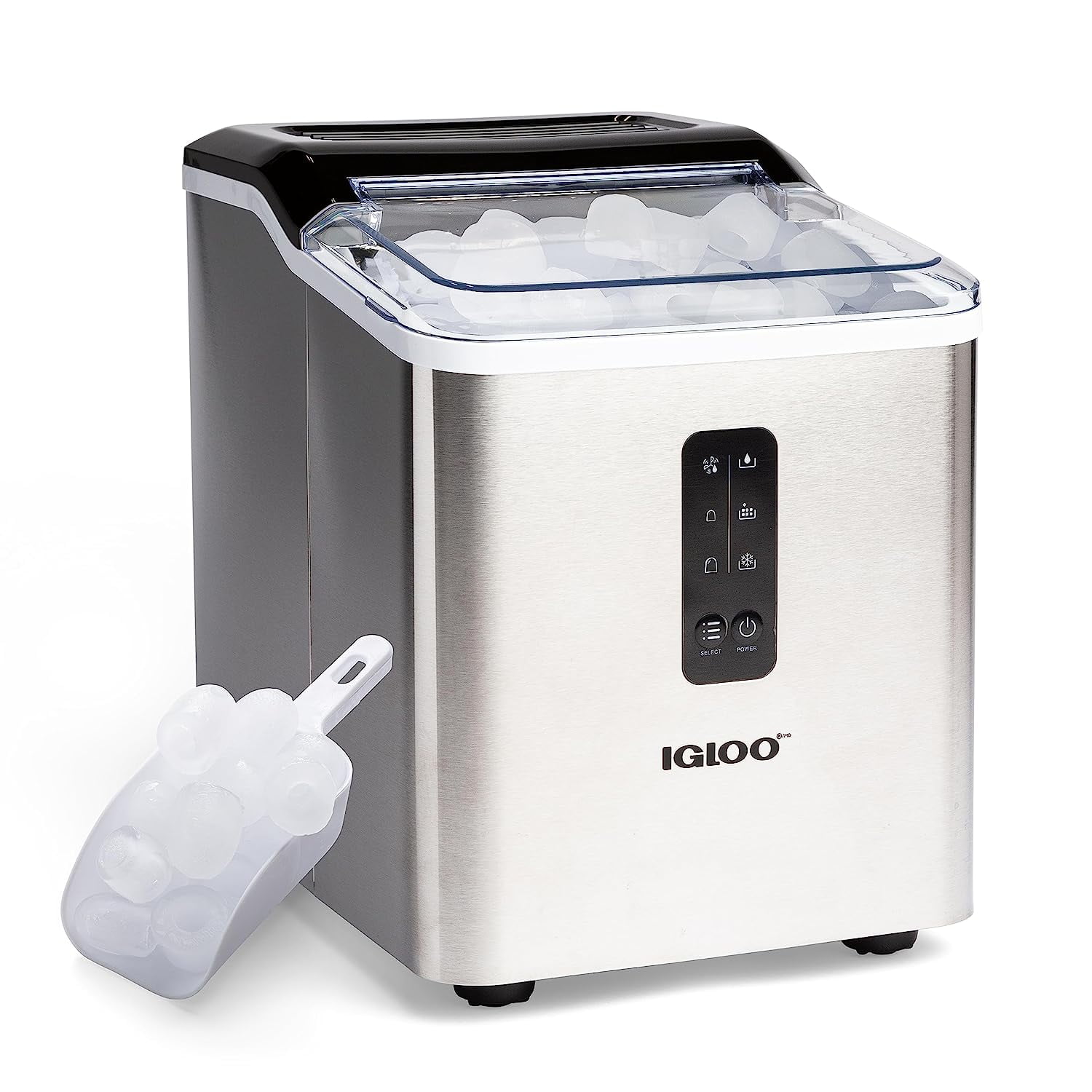 Igloo Automatic Self-Cleaning 26-Pound Ice Maker, Countertop Size, Large or Small Ice Cubes, LED ...
