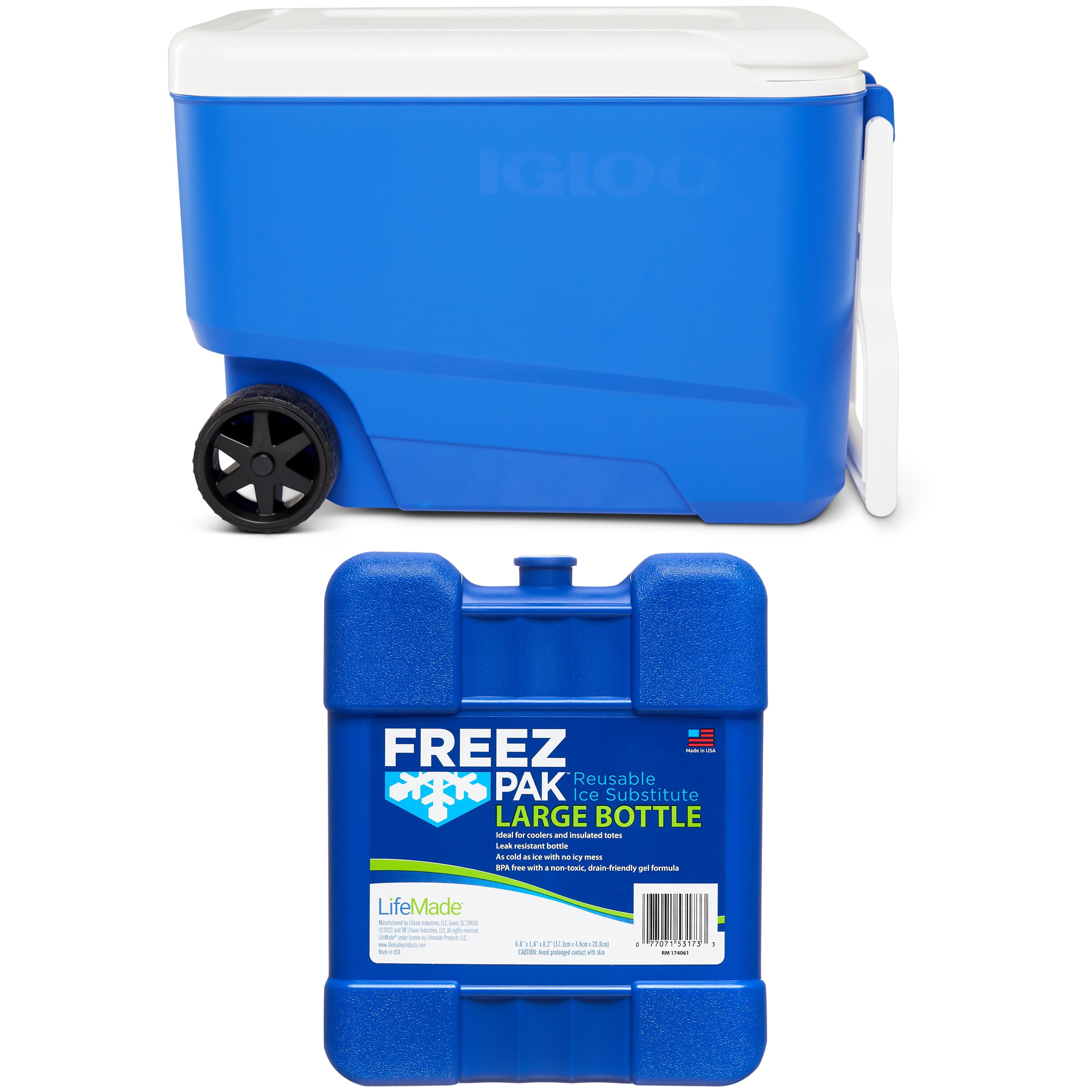 Igloo Blue 38 QT Wheelie Cool Hard Sided Cooler with Wheels and Freez ...