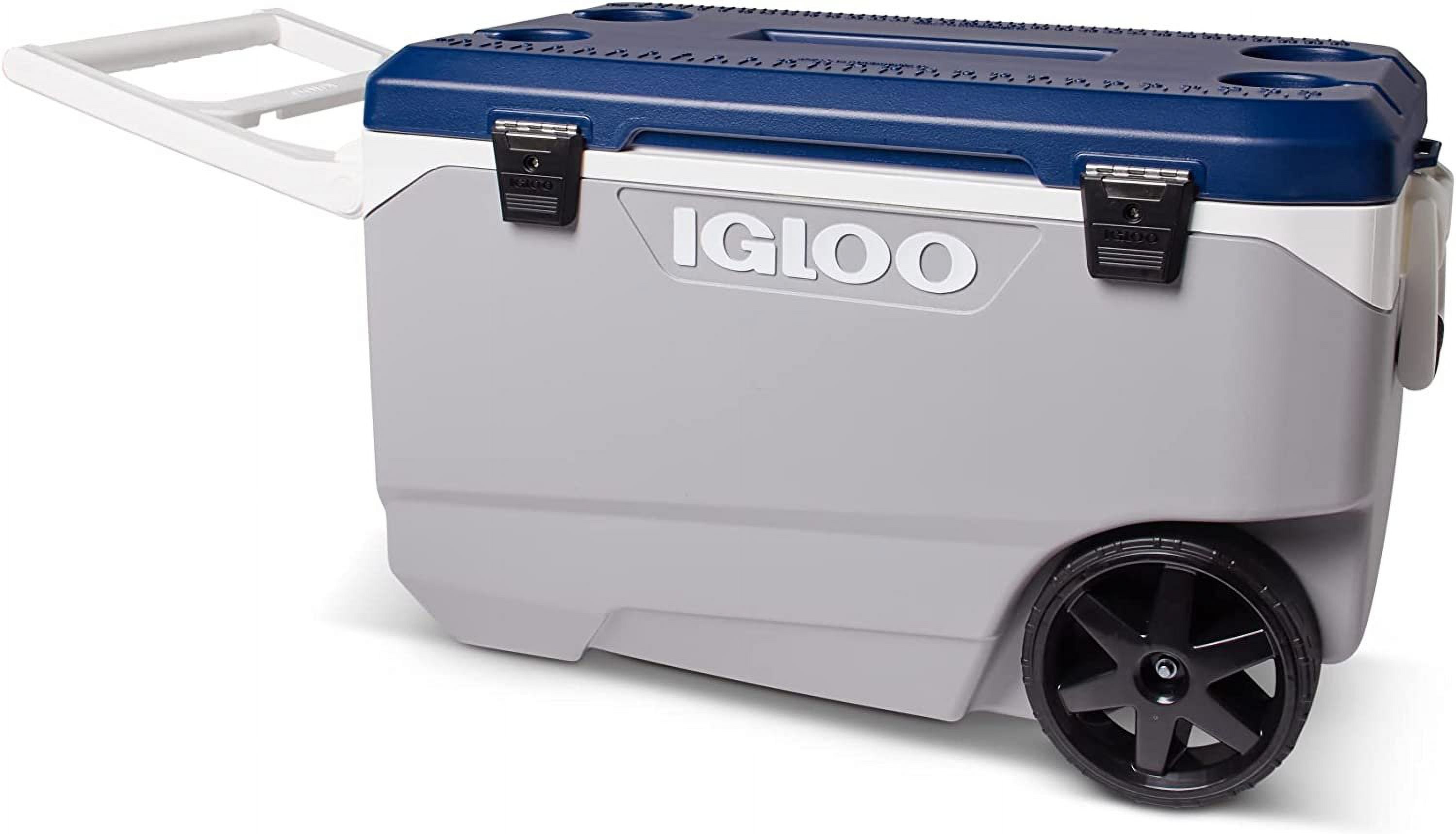 Igloo Maxcold Latitude 90 Roller Cooler in Ash Grey, White, Aegean Sea ...