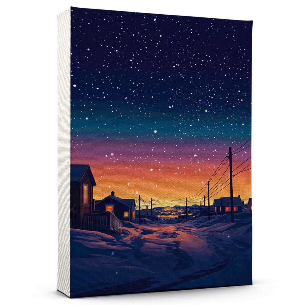 Igloolik Travel Canvas Art Print, Nunavut Wall Canvas Starry Night ...