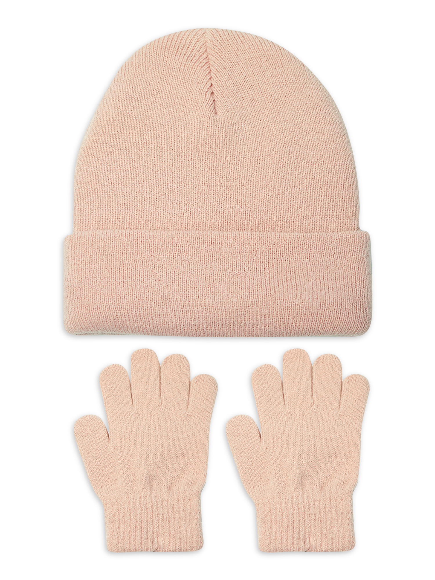 Igloos Girls Knit Cuff Beanie Hat and Magic Glove 2-Piece Set, Sizes S ...