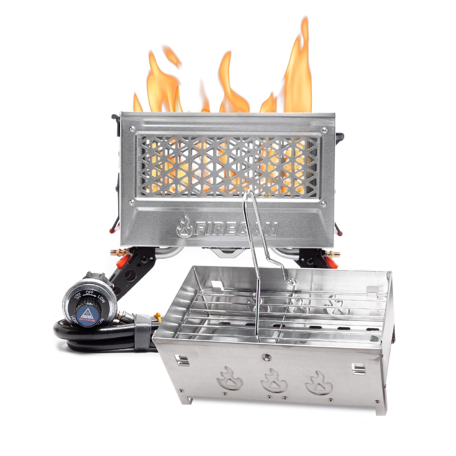 Ignik FireCan Deluxe Stainless Cooking Grill, Compact & Durable, Silver ...
