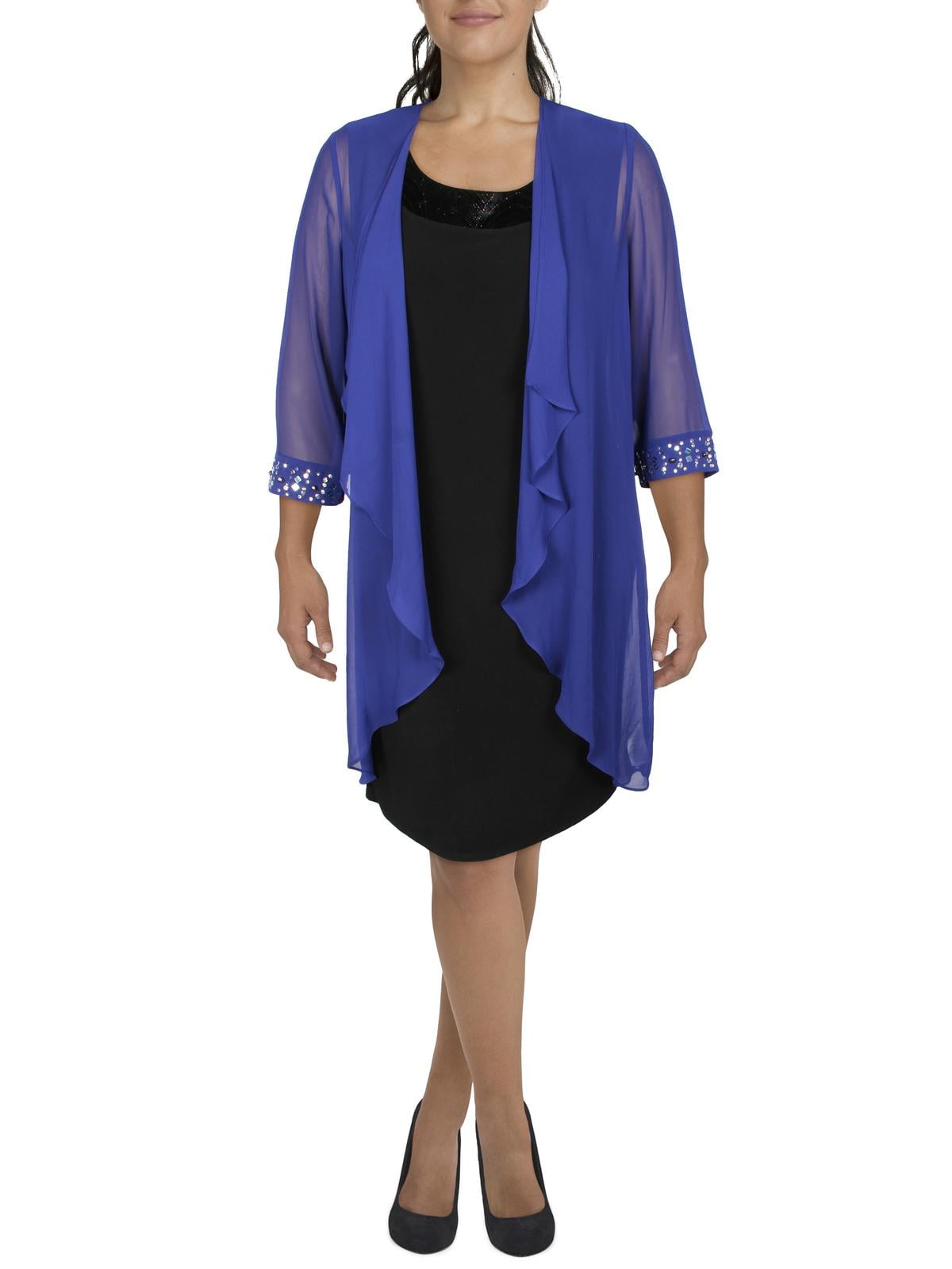 Ignite Evenings Womens Chiffon Embellished Duster Blazer - Walmart.com