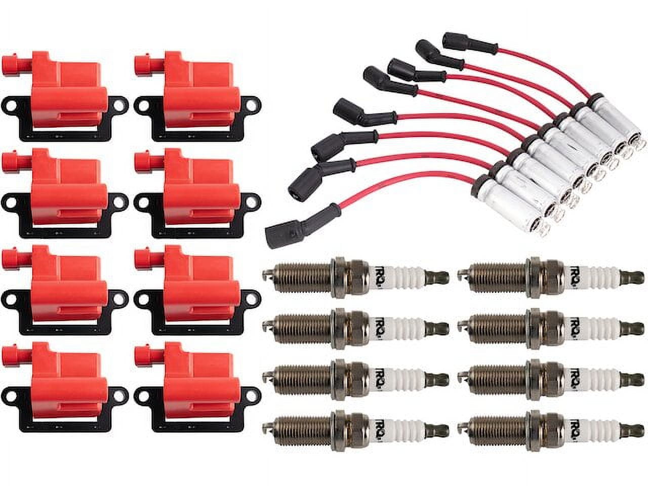 Ignition Coil Spark Plug and Wire Set 17 Piece - Compatible with 2003 - 2007 Hummer H2 2004 2005 ...