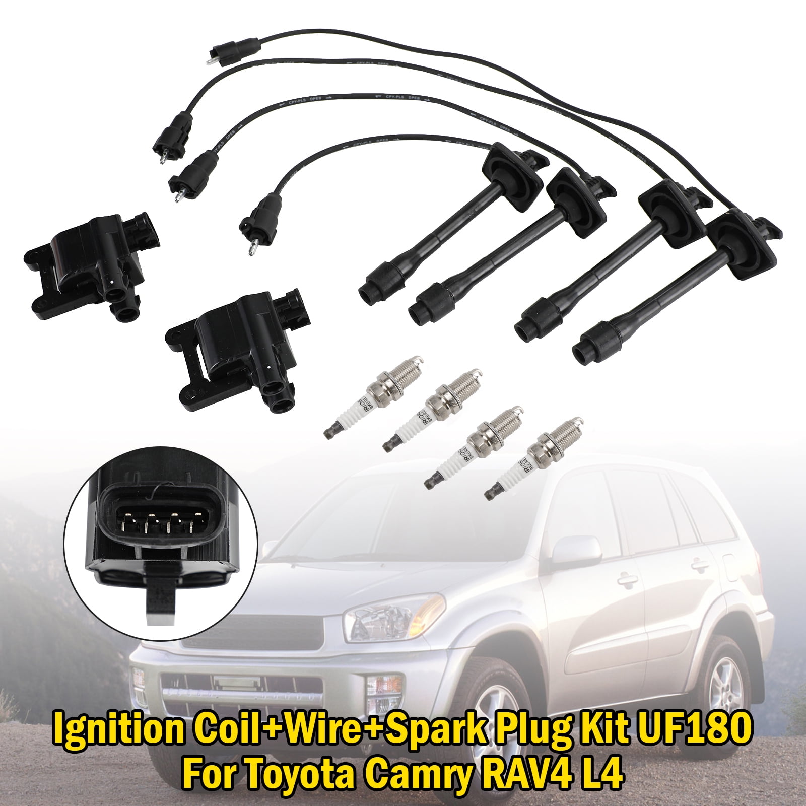 Ignition Coil+Wire+Spark Plug Kit UF180 For Toyota Camry RAV4 L4 ...