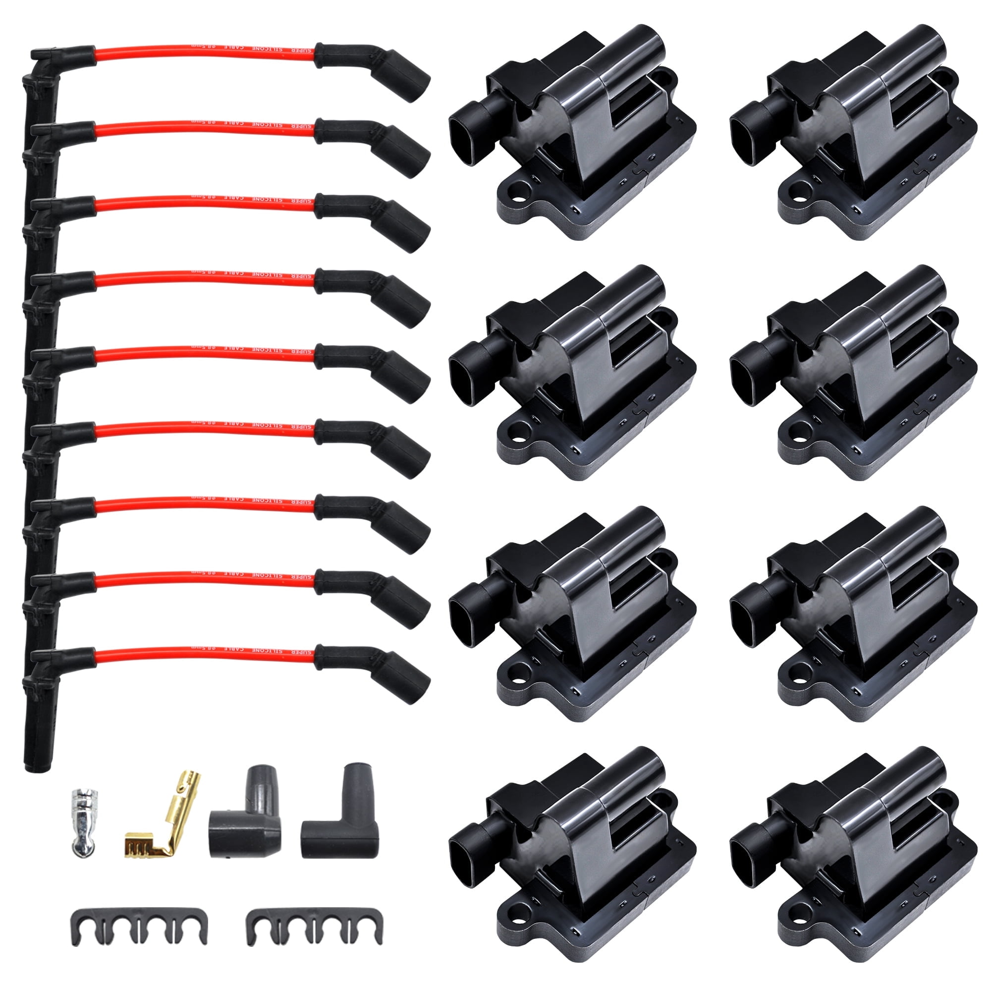 Ignition Coils Pack + Spark Plug Wires for Chevrolet Silverado GMC ...