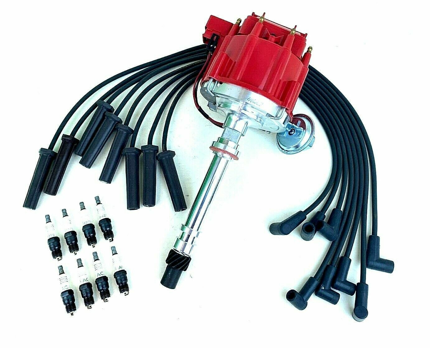 Ignition Distributor +Wire Set +Spark Plug For Chevy GMC 305 350 400 ...