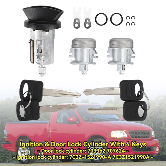 Ignition & Door Lock Cylinder With 4 Keys 703362 For Ford F150 F250 ...
