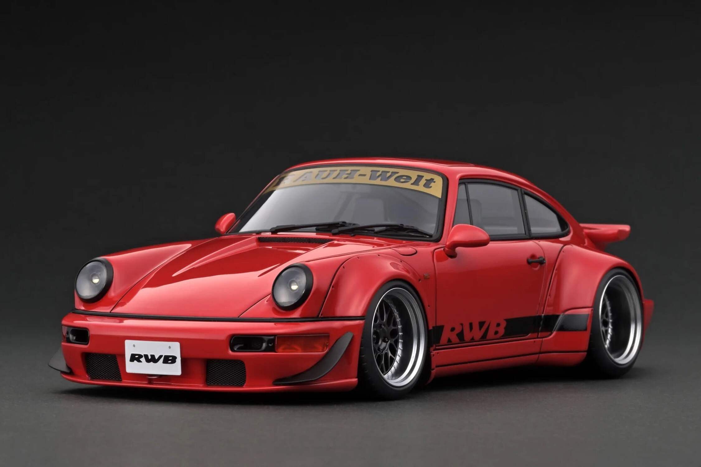 Ignition-Model Porsche 911 964 RWB w/ Whale Tail, Red w/ Black Wheels ...
