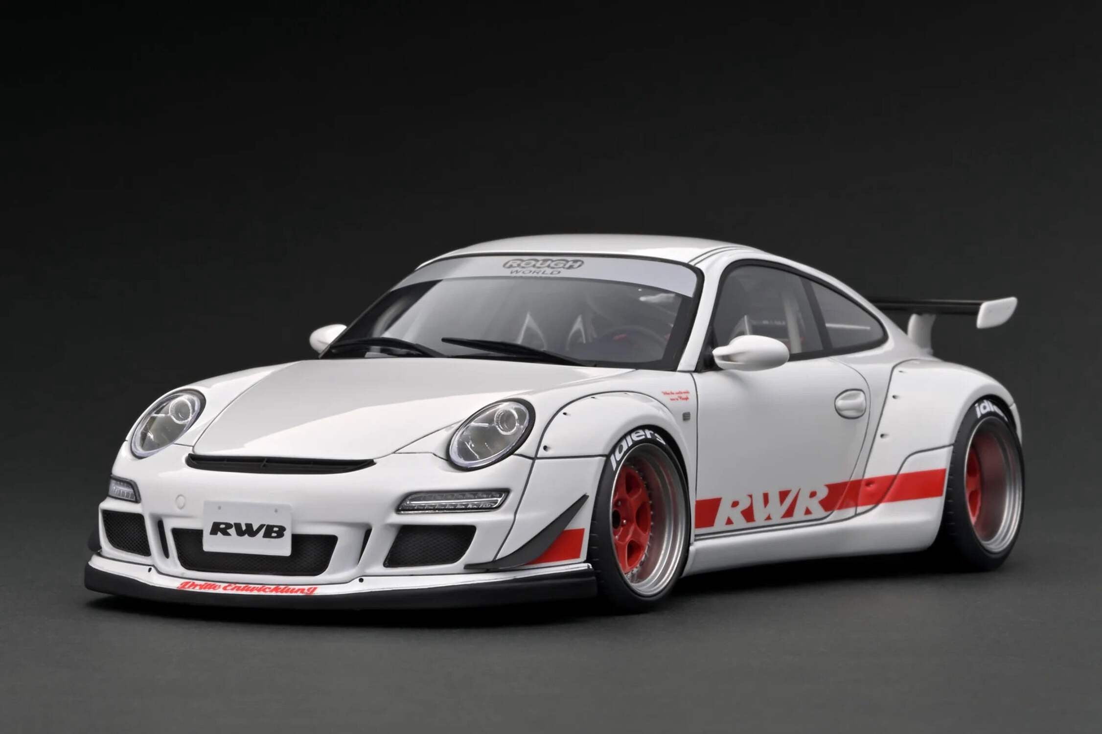 Ignition-Model Porsche 911 RWB 997 White w/ Pyro Red Wheels Deco 1:18 ...