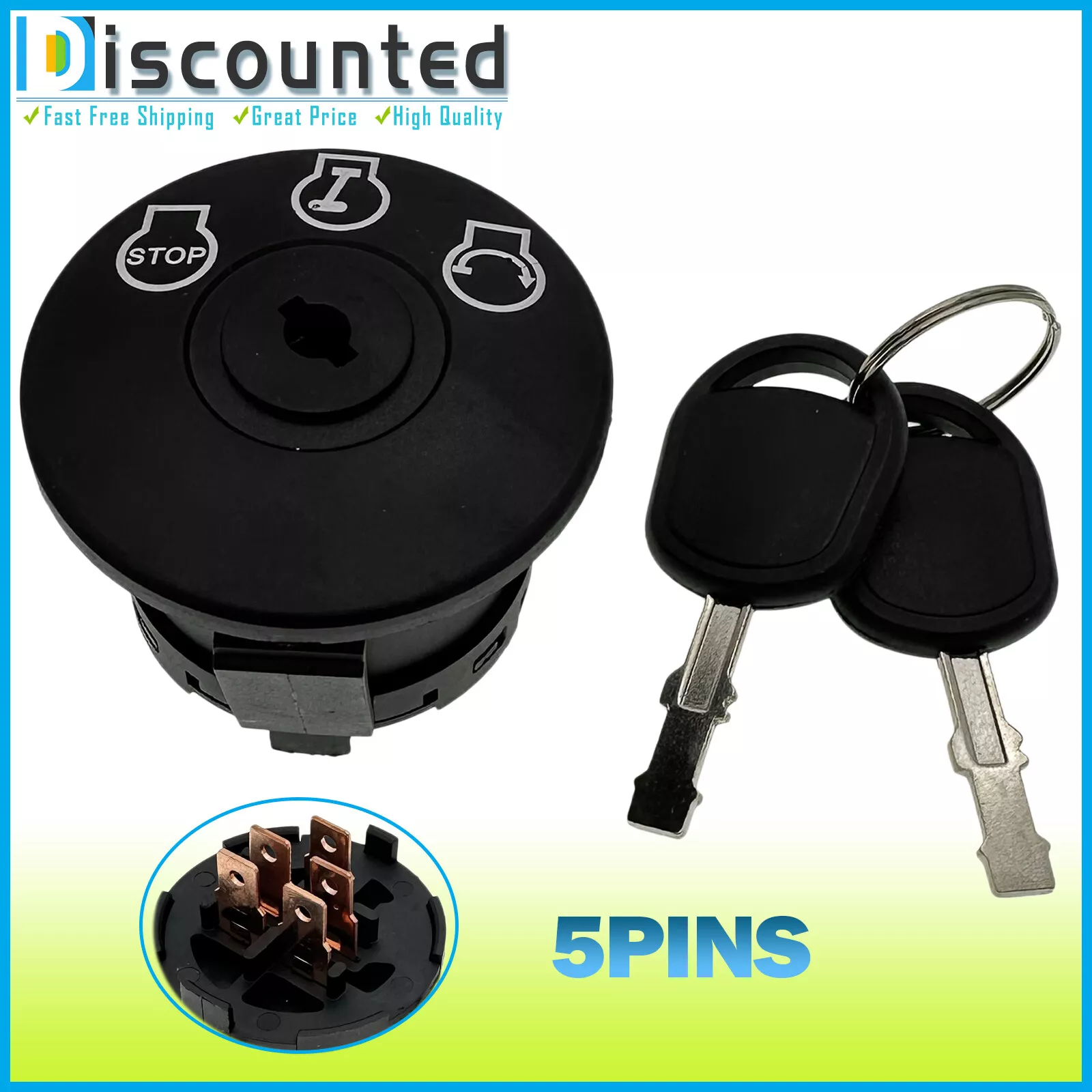 Ignition Switch For John Deere Scotts Sabre S1642 S1742 S2046 S2546 w/2 ...