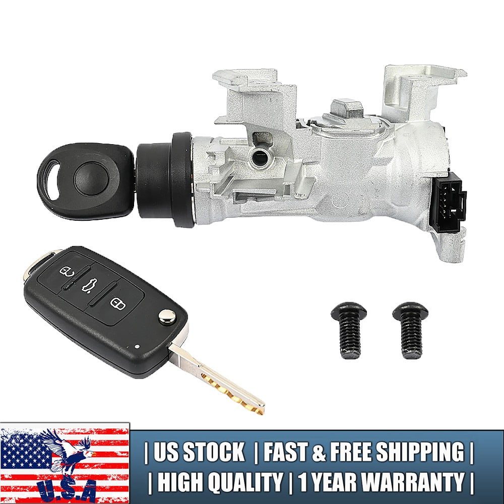 1x Ignition Switch Lock With Remote Key Fob And Anti-Theft Chip For VW ...
