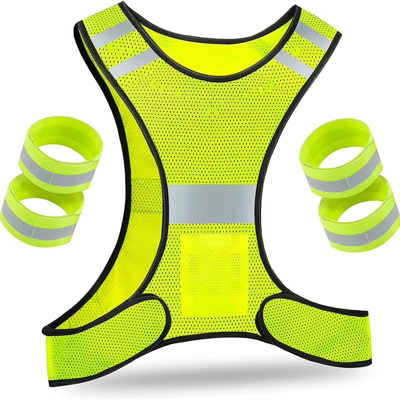 Ignoramus Green Jogging Reflector Vest with Reflective Sleeves (4 Count ...