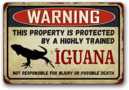 Iguana Retro Sign,Funny Metal Signs Warning Sign Pet Gift, Exotic pet ...