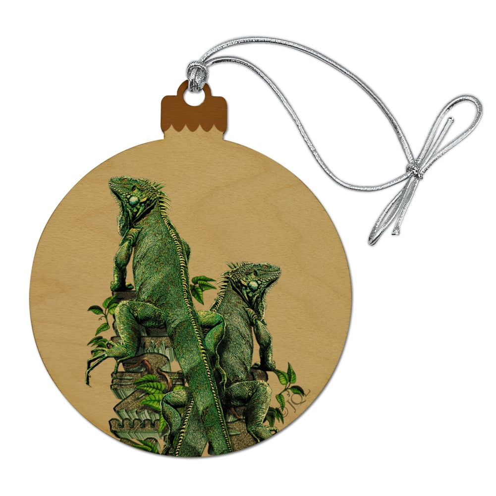 Iguanas Lizards Aztec Temple Wood Christmas Tree Holiday Ornament ...