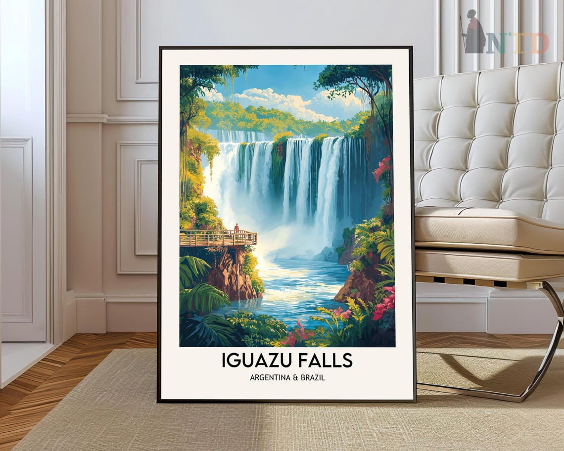 Iguazu Falls Poster, Iguazu Falls Travel Print, Argentina Travel Poster ...