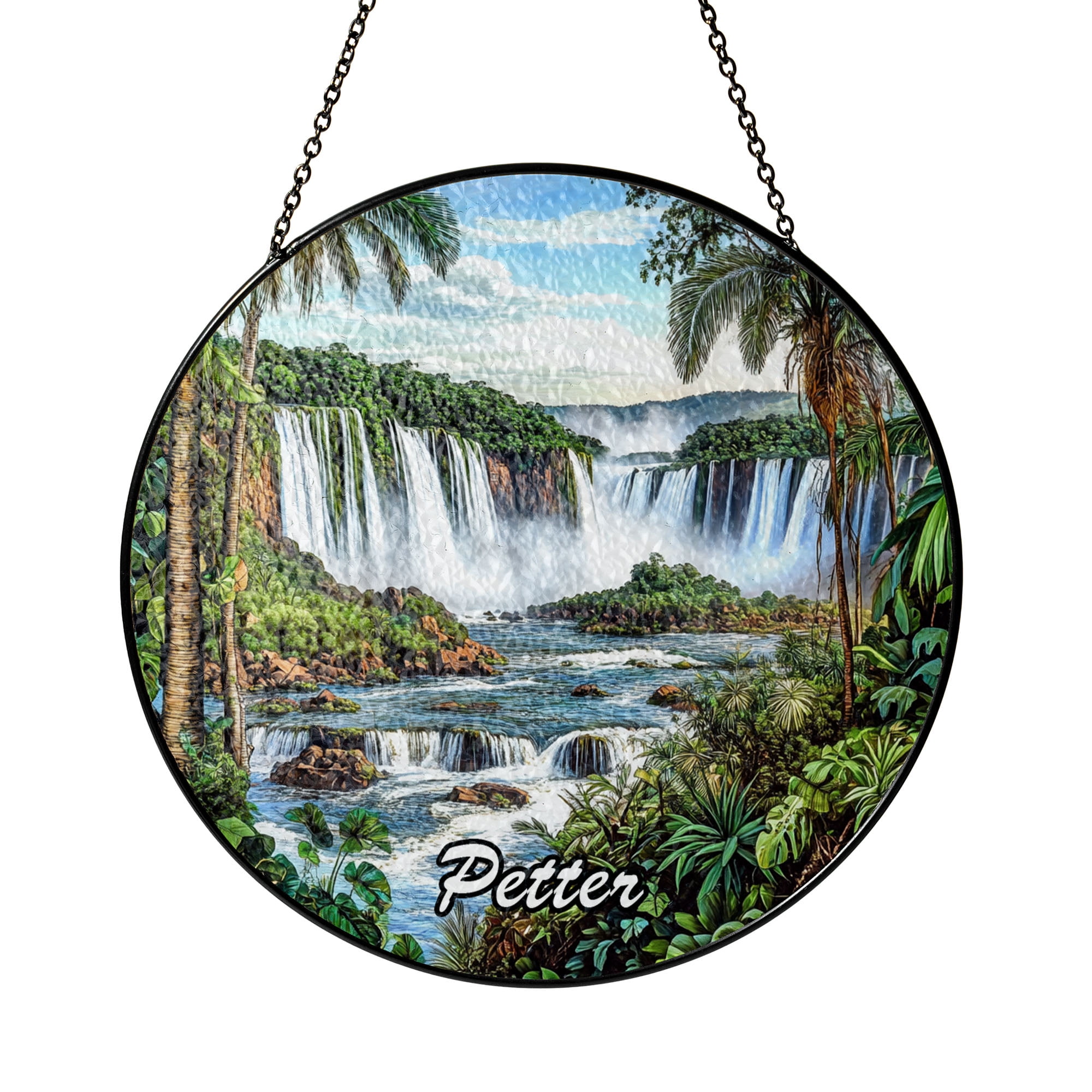 Iguazu Falls Stained Glass Suncatcher - Custom Name Argentina/Brazil ...
