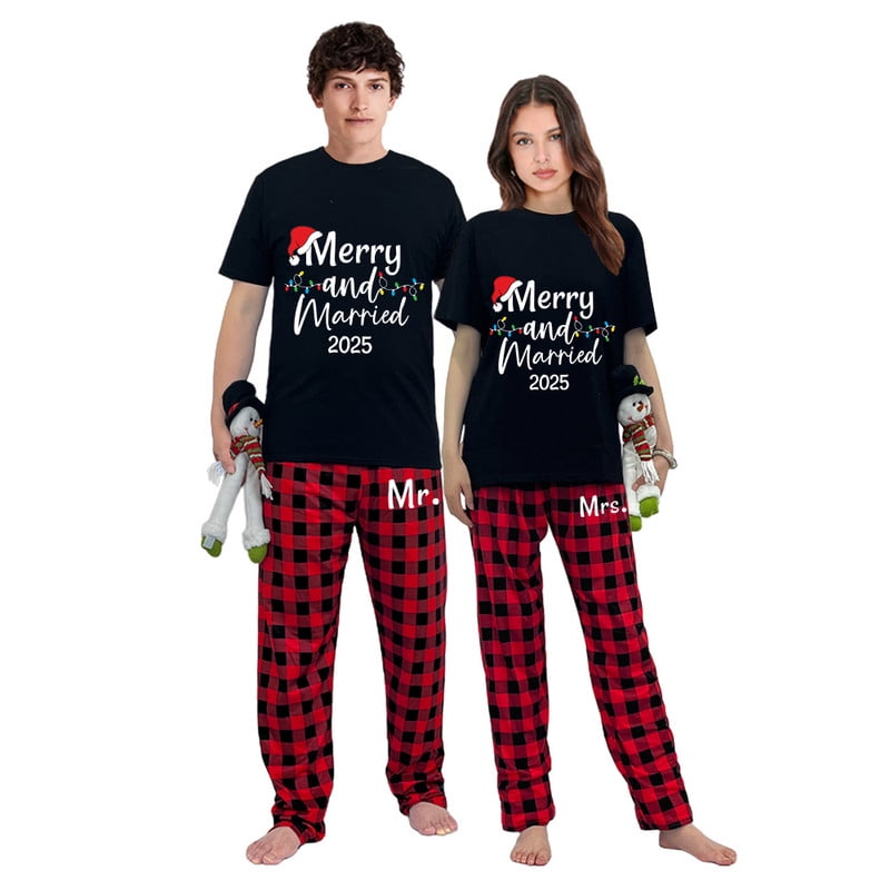 Ihaphap 2025 Merry And Married Mr Mrs Christmas Couple Matching Pajama ...