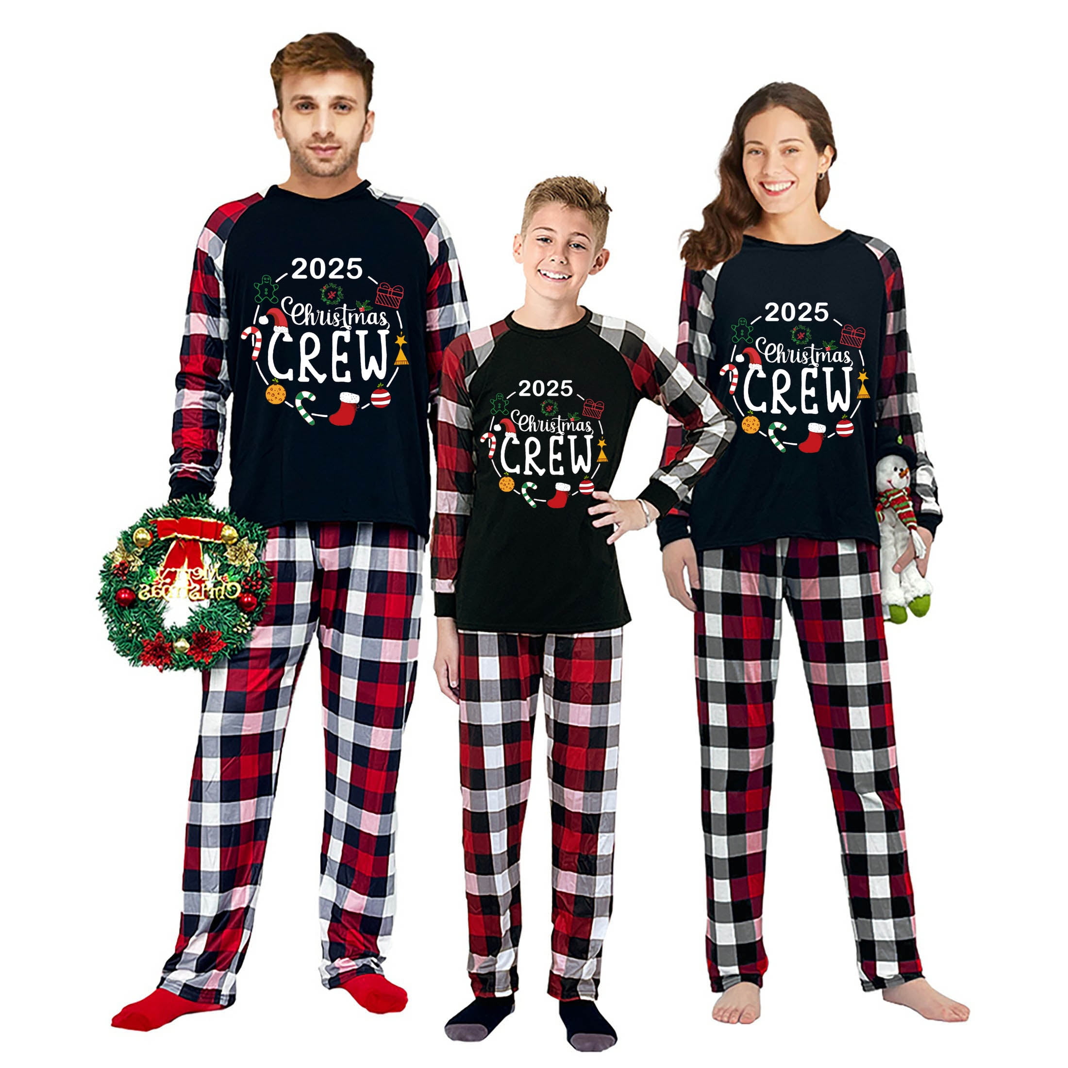 Ihaphap Family Christmas Matching Pajamas 2025 Christmas Crew Black ...