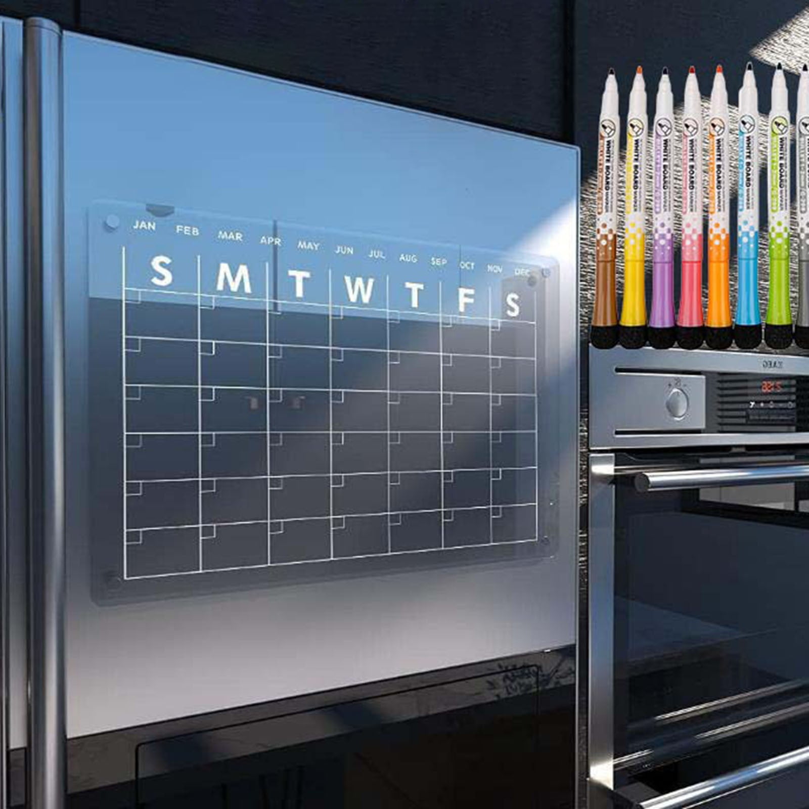 Iheaun 1ml Acrylic Board Calendar for Fridge - Clear Dry Erase Monthly ...